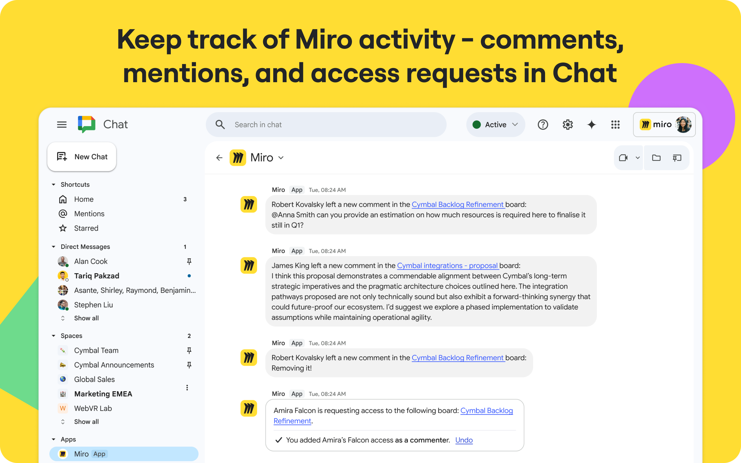 Google Chat + Miro | Team Collaboration Apps Marketplace