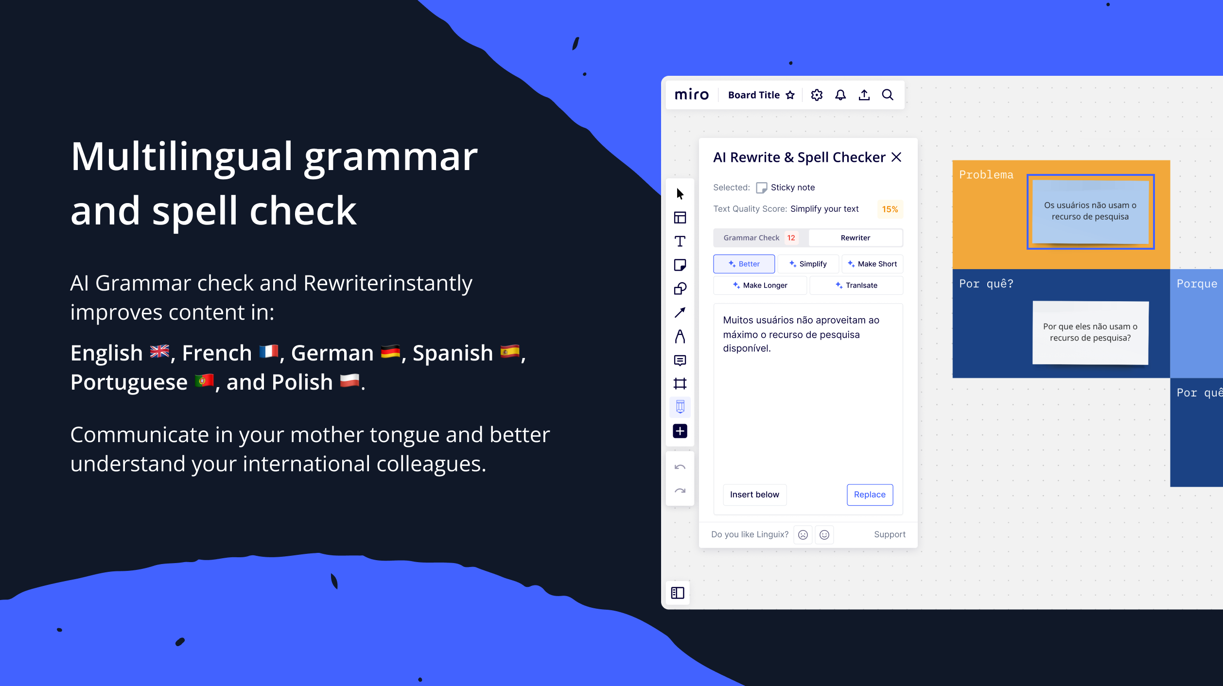 AI Rewrite & Spell Checker + Miro | Team Collaboration Apps Marketplace
