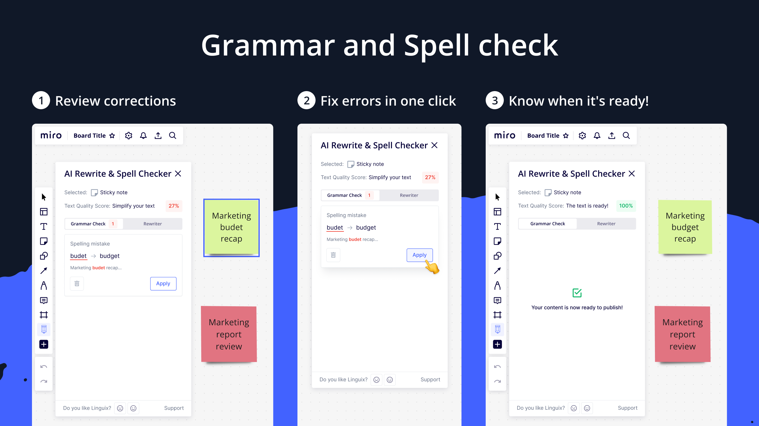 AI Rewrite & Spell Checker + Miro | Team Collaboration Apps Marketplace