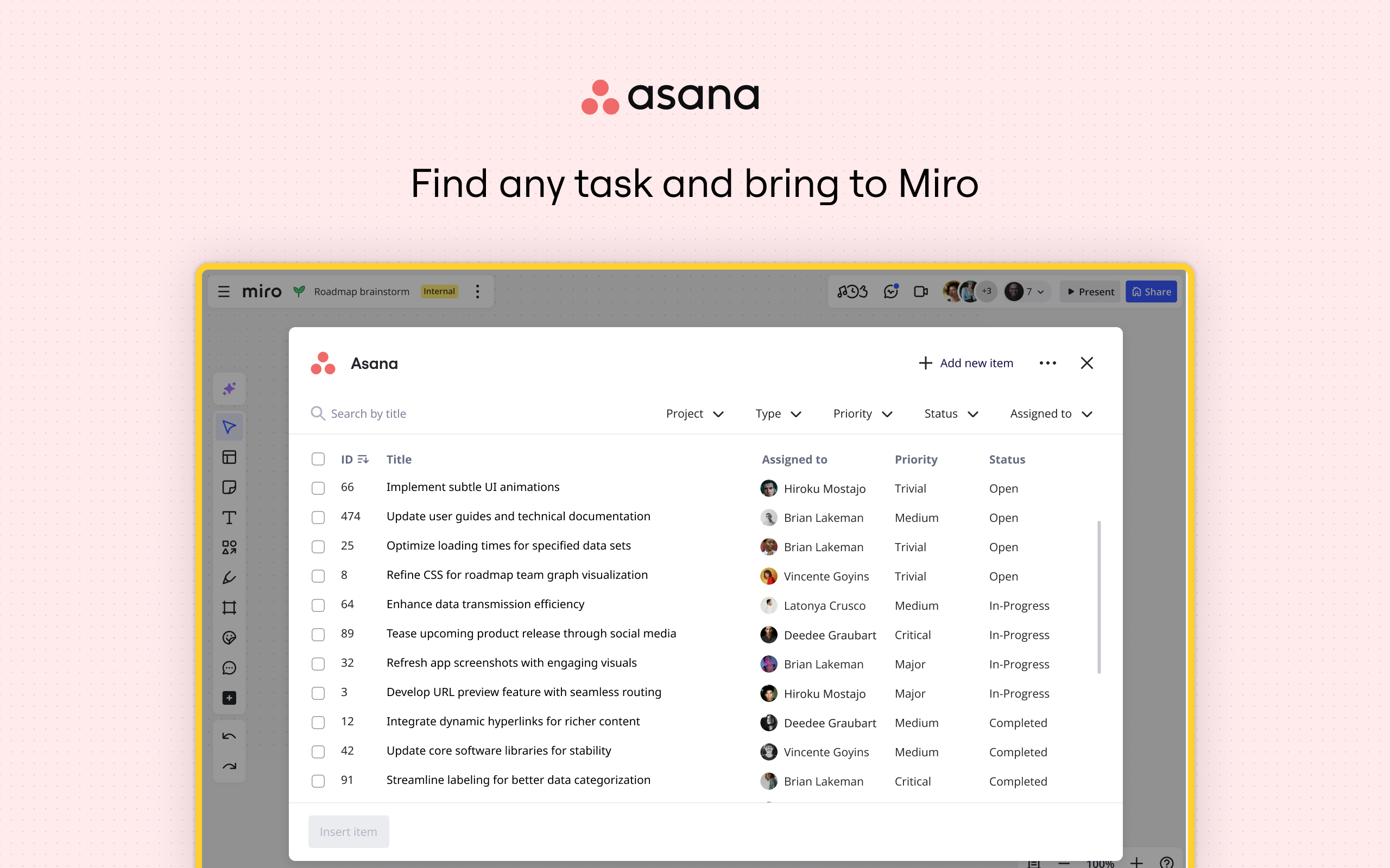 Asana + Miro | Team Collaboration Apps Marketplace