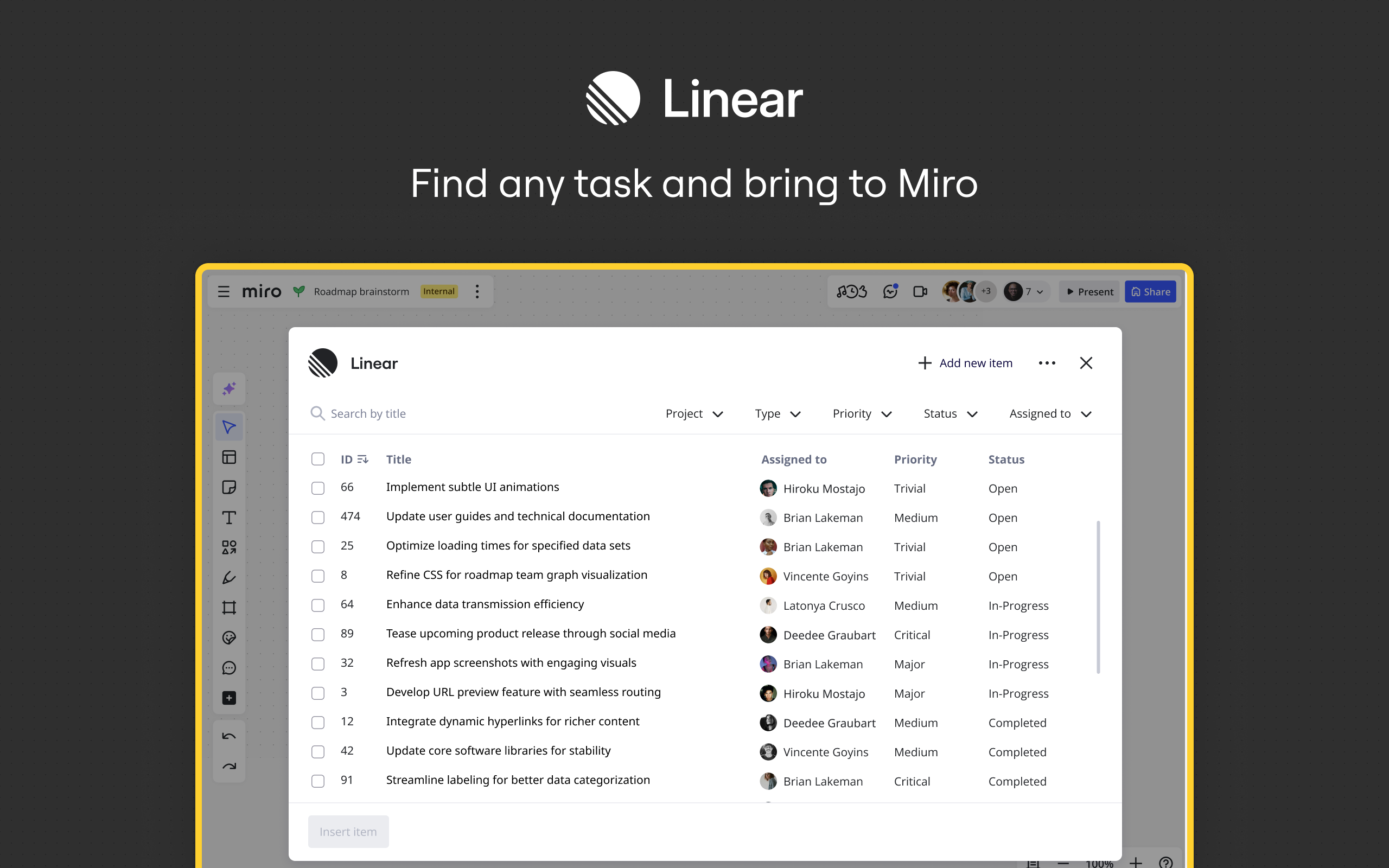 Linear + Miro | Team Collaboration Apps Marketplace