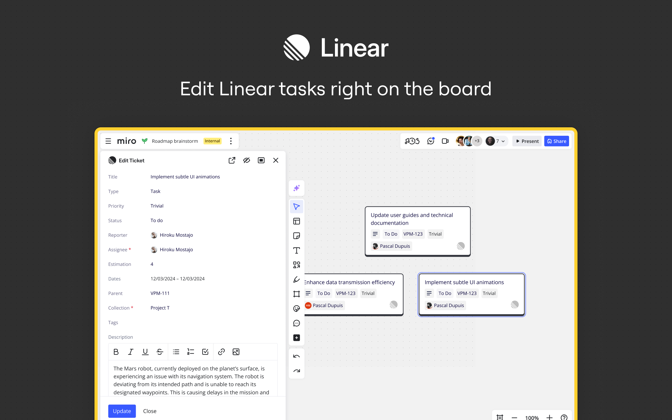 Linear + Miro | Team Collaboration Apps Marketplace